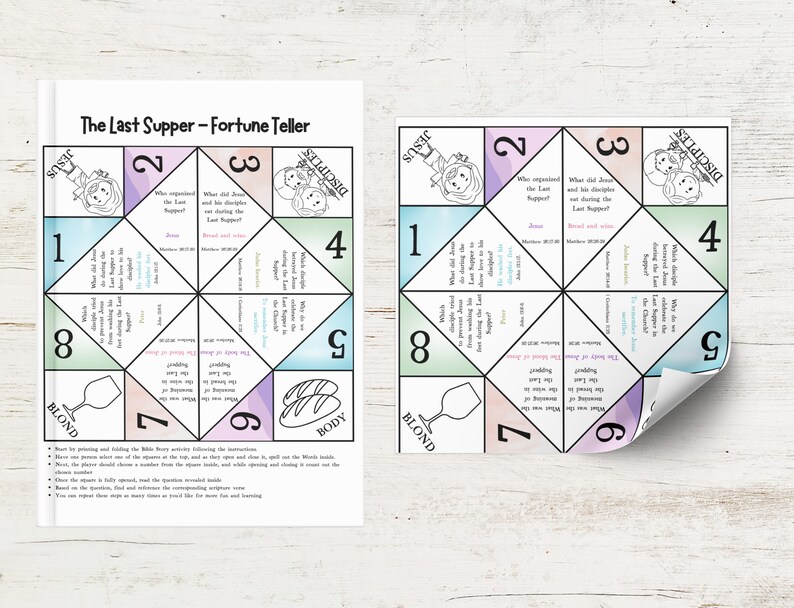 The Last Supper Holy Week Easter Story Paper Fortune Teller Cootie ...