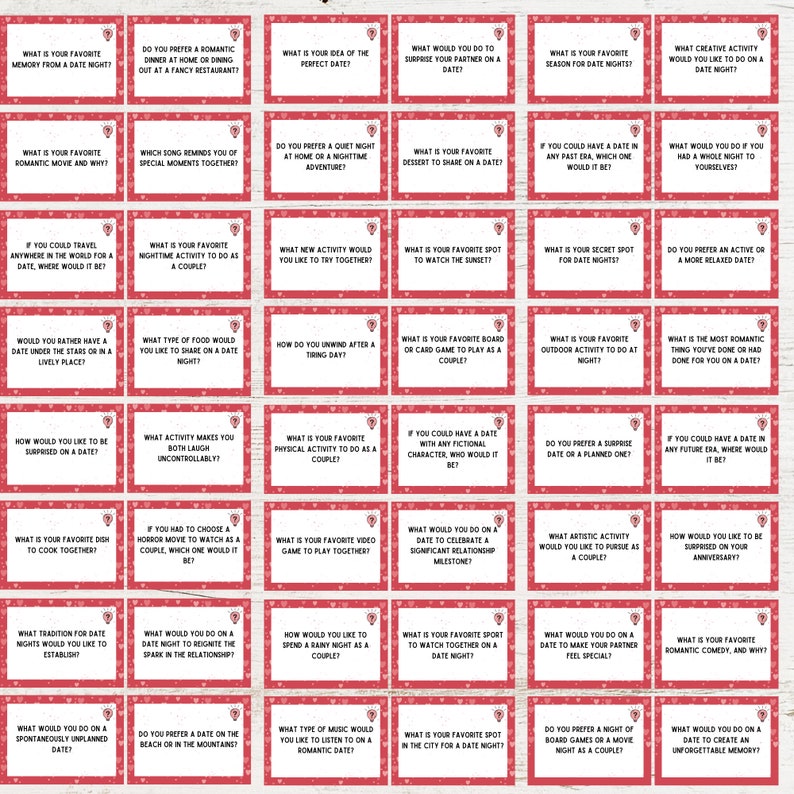 100 Date Night Questions Questions for Couples Date Night Game Games ...