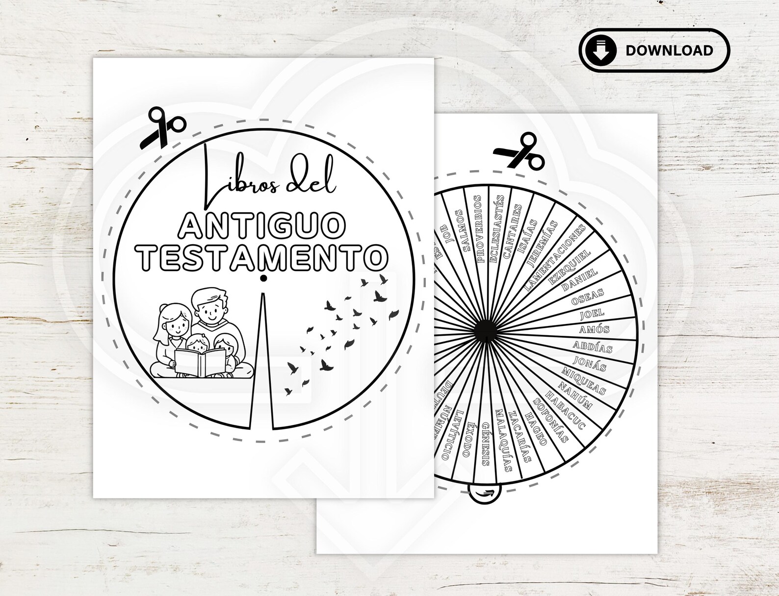 Old & New Testament Coloring Wheel IN SPANISH Books of the Bible ...