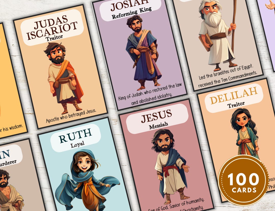 100 Bible Character Educational Cards, Activity for Kids, Christian ...