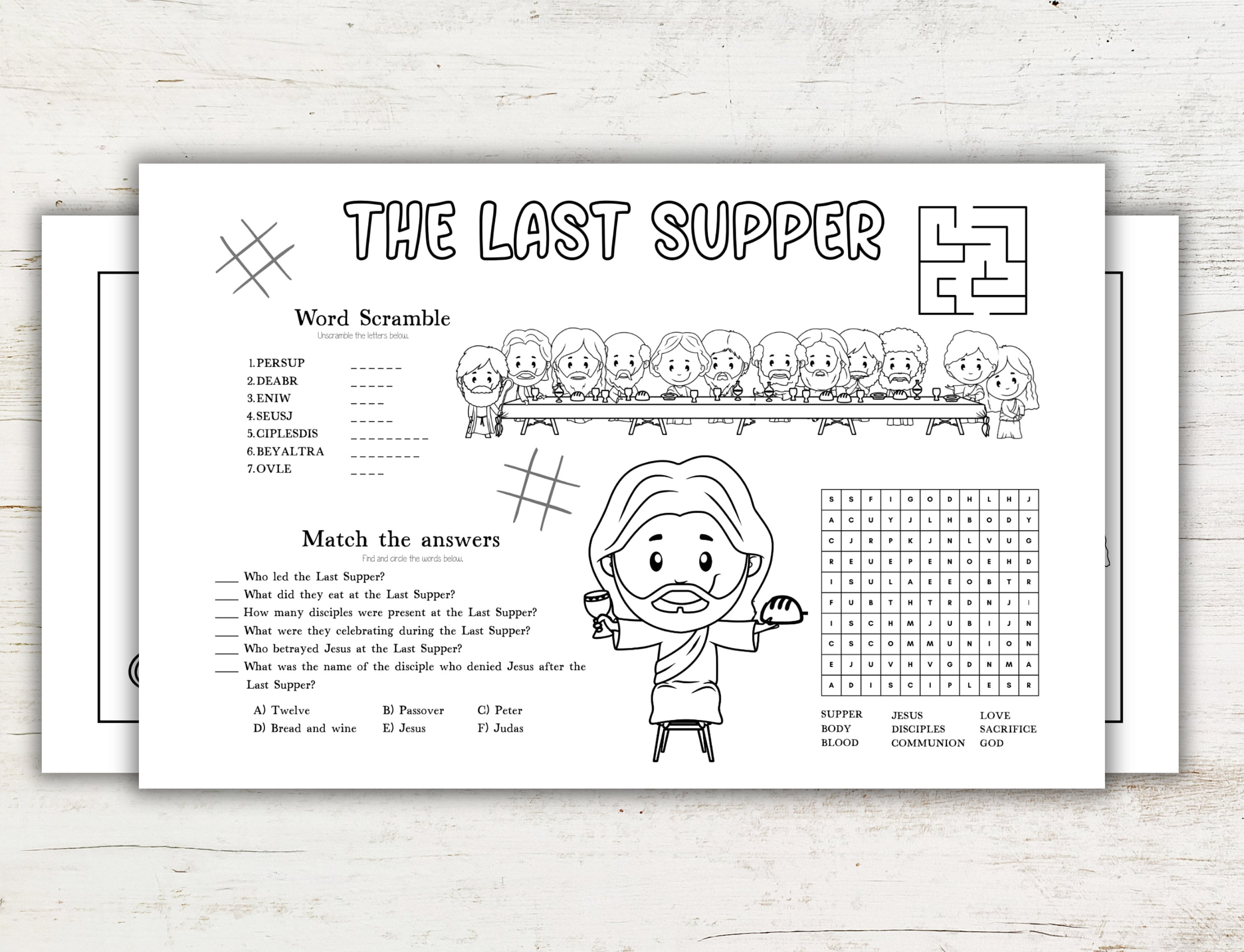 The Last Supper Story Activities, Holy Week Activities for Kids, Bible ...