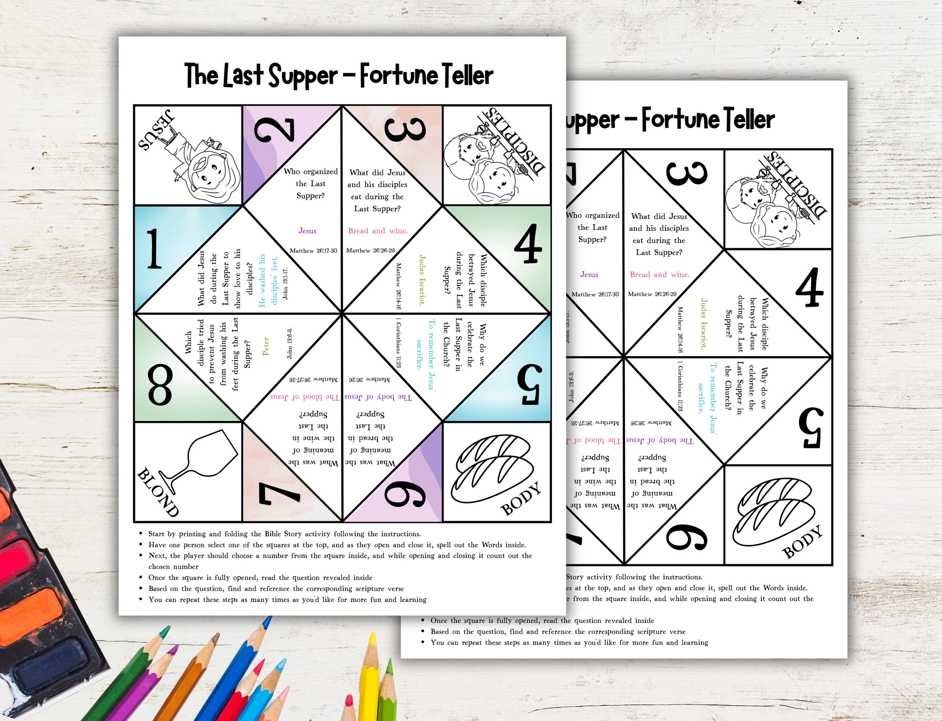 The Last Supper Holy Week Easter Story Paper Fortune Teller Cootie ...