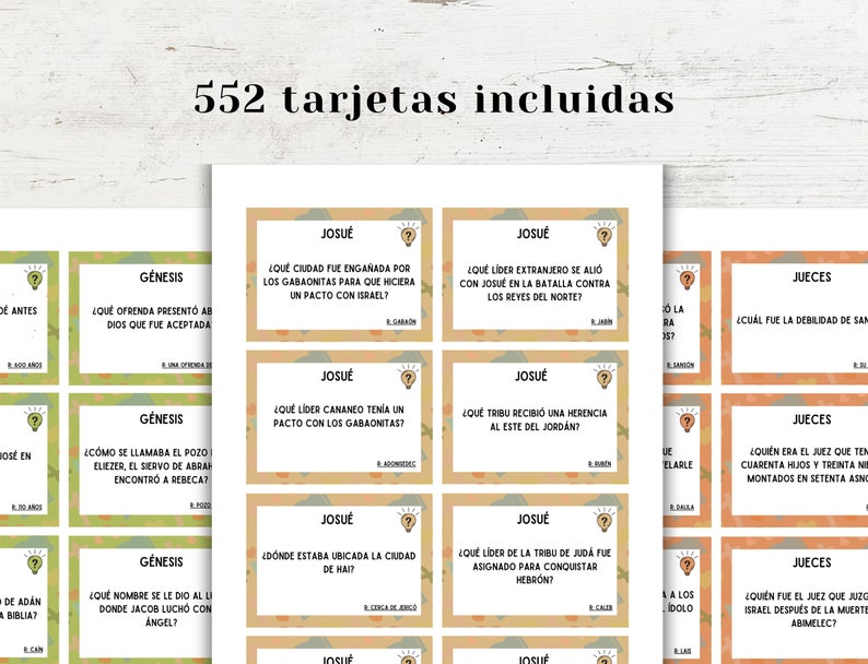 552 Bible Trivia Cards in SPANISH | Bible Trivia Questions | Bible ...