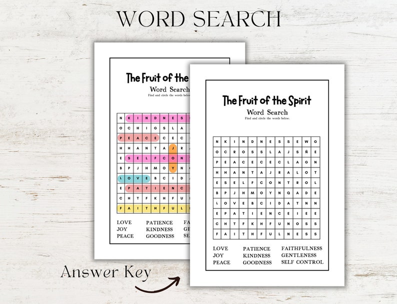 Fruit of the Spirit Activity Pages for Kids, Printable Kids Bible Verse ...