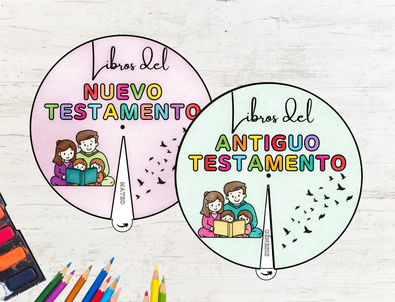 Old & New Testament Coloring Wheel IN SPANISH Books of the Bible ...