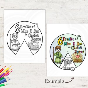 6 Truths of Who I Am in Christ Jesus Coloring Wheel, Printable Bible ...