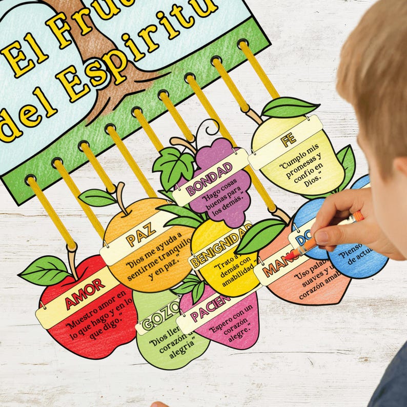 Fruit of the Spirit Hanging Craft IN SPANISH | Bible Activity for Kids ...