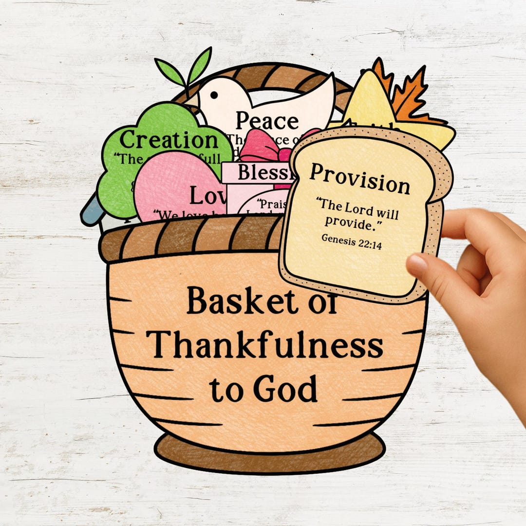 Basket of Gratitude to God Pocket Craft | Thanksgiving Bible Activity ...