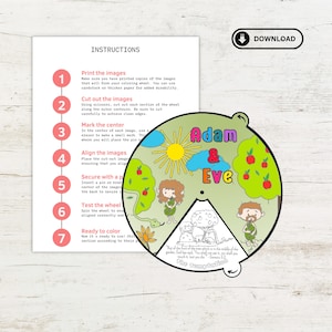 Adam and Eve Coloring Wheel | Bible Story Wheel | Printable Bible ...