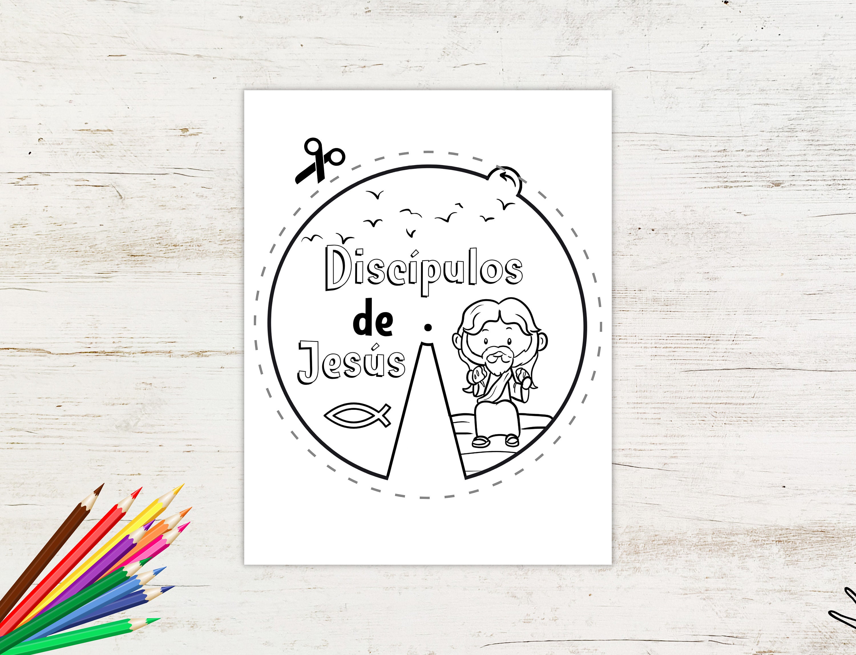 Disciples of Jesus Coloring Wheel IN SPANISH, Jesus Coloring Wheel ...