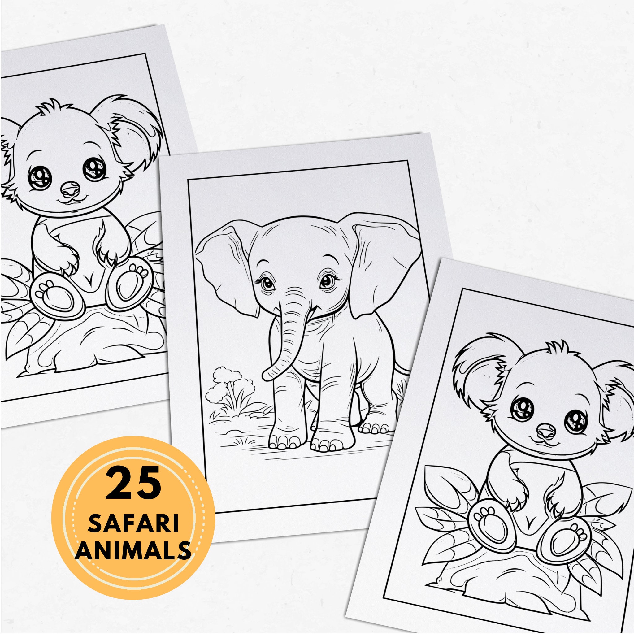 Printable Safari Animals Coloring Pages for Kids, 25 Coloring Pages for ...