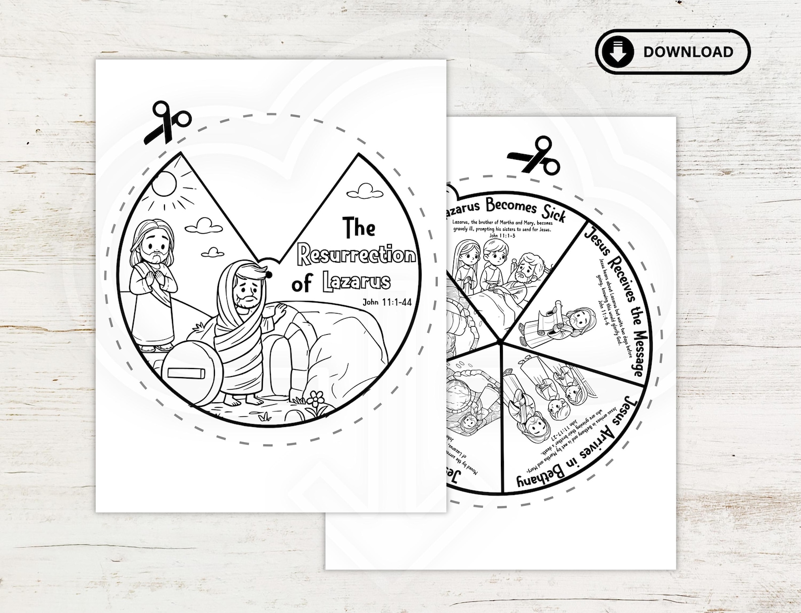 The Resurrection of Lazarus - Coloring Wheel | Bible Story Activity for ...