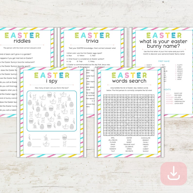 Easter Game Bundle Printable Easter Games for Kids and Adults Party ...