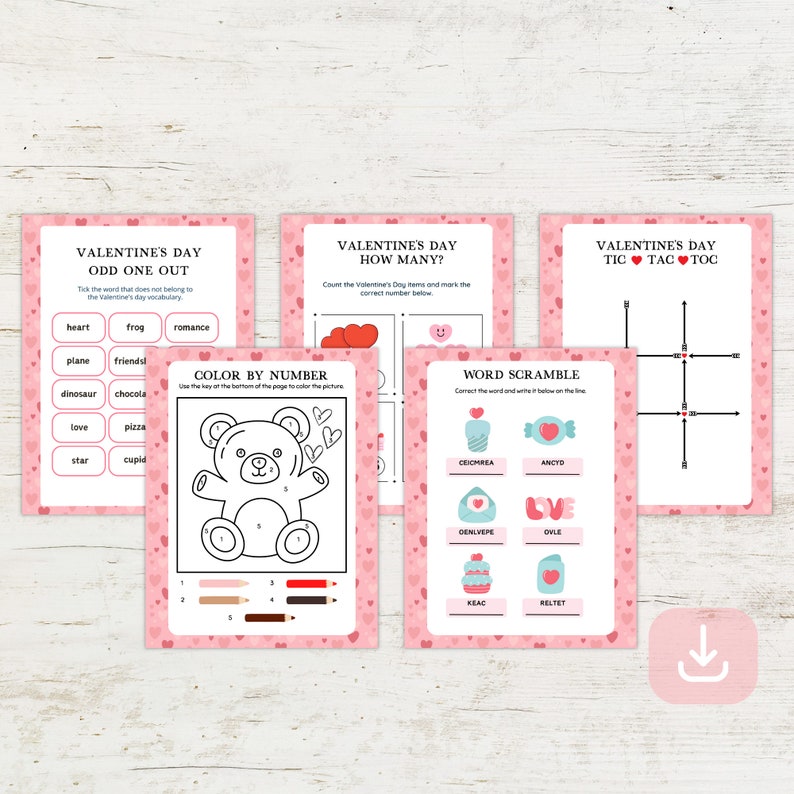 25 Printable Valentine's Day Kid's Activities Valentine's Day Bundle ...