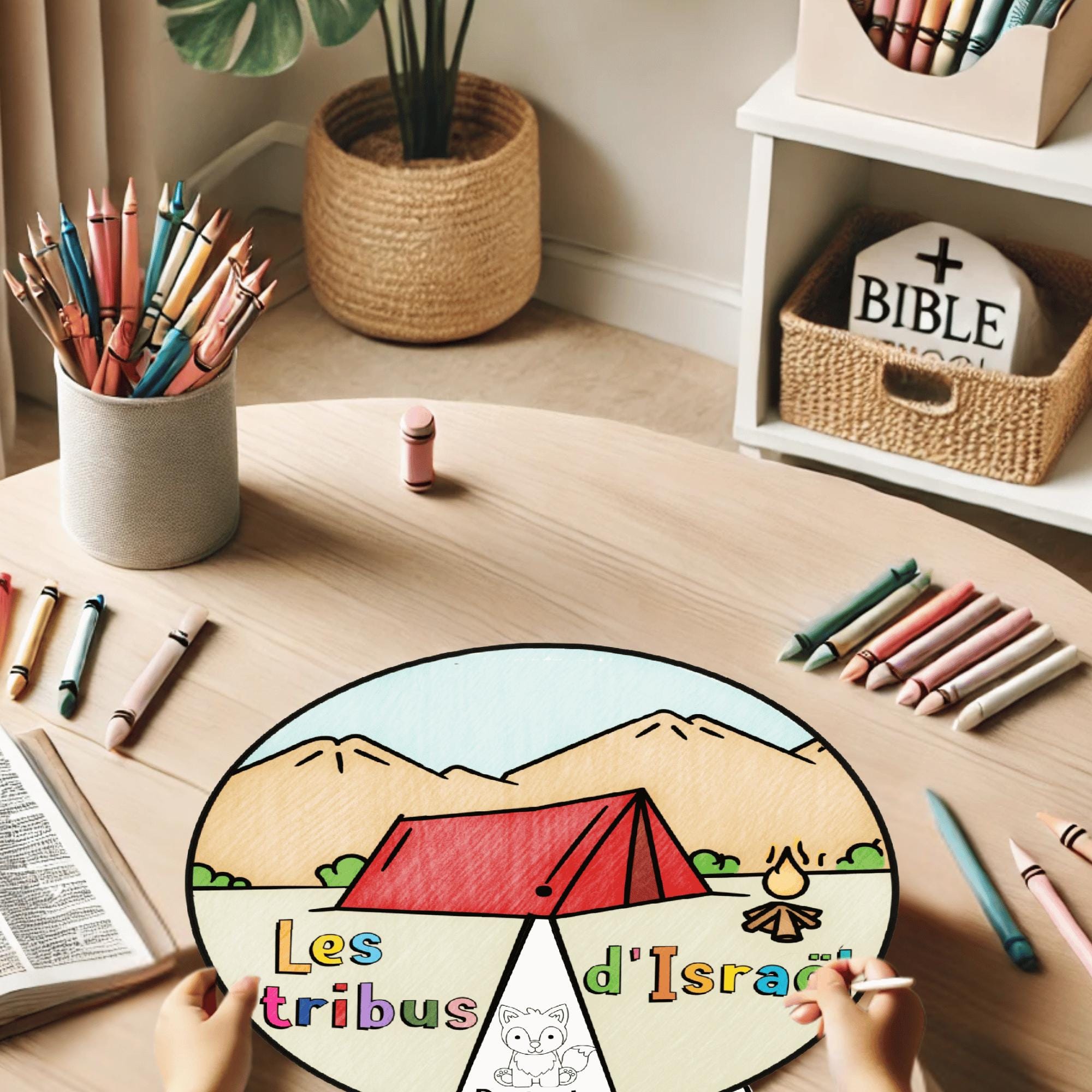 12 Tribes of Israel Coloring Wheel IN FRENCH | Bible Story Wheel ...