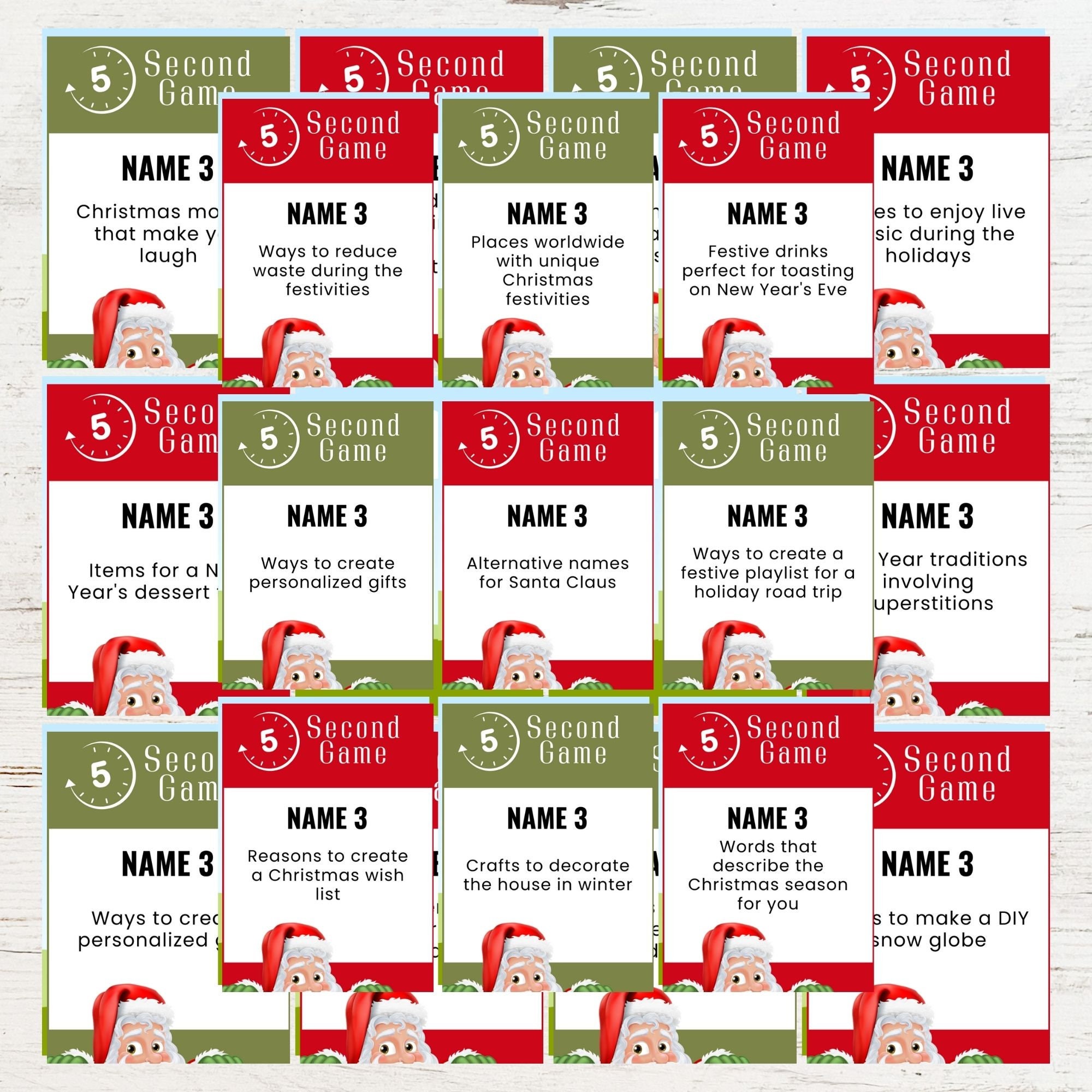 Christmas 5 Second Game Printable Christmas Game Christmas Activity for ...