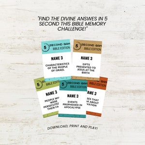 85 Cards Christian Bible 5 Second Game Bible 5 Second Game Bible Party ...