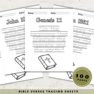 100 Bible Verses Tracing Sheets | Teach Bible Verses | Kids Bible ...