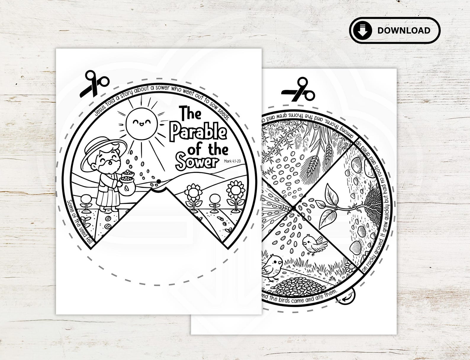 The Parable of the Sower Coloring Wheel, Coloring Wheel, Printable ...
