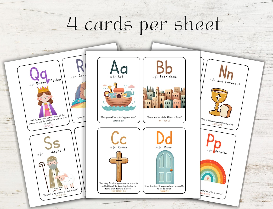 ABC Bible Scripture Flash Cards | Christian Alphabet Card Set | Kids ...