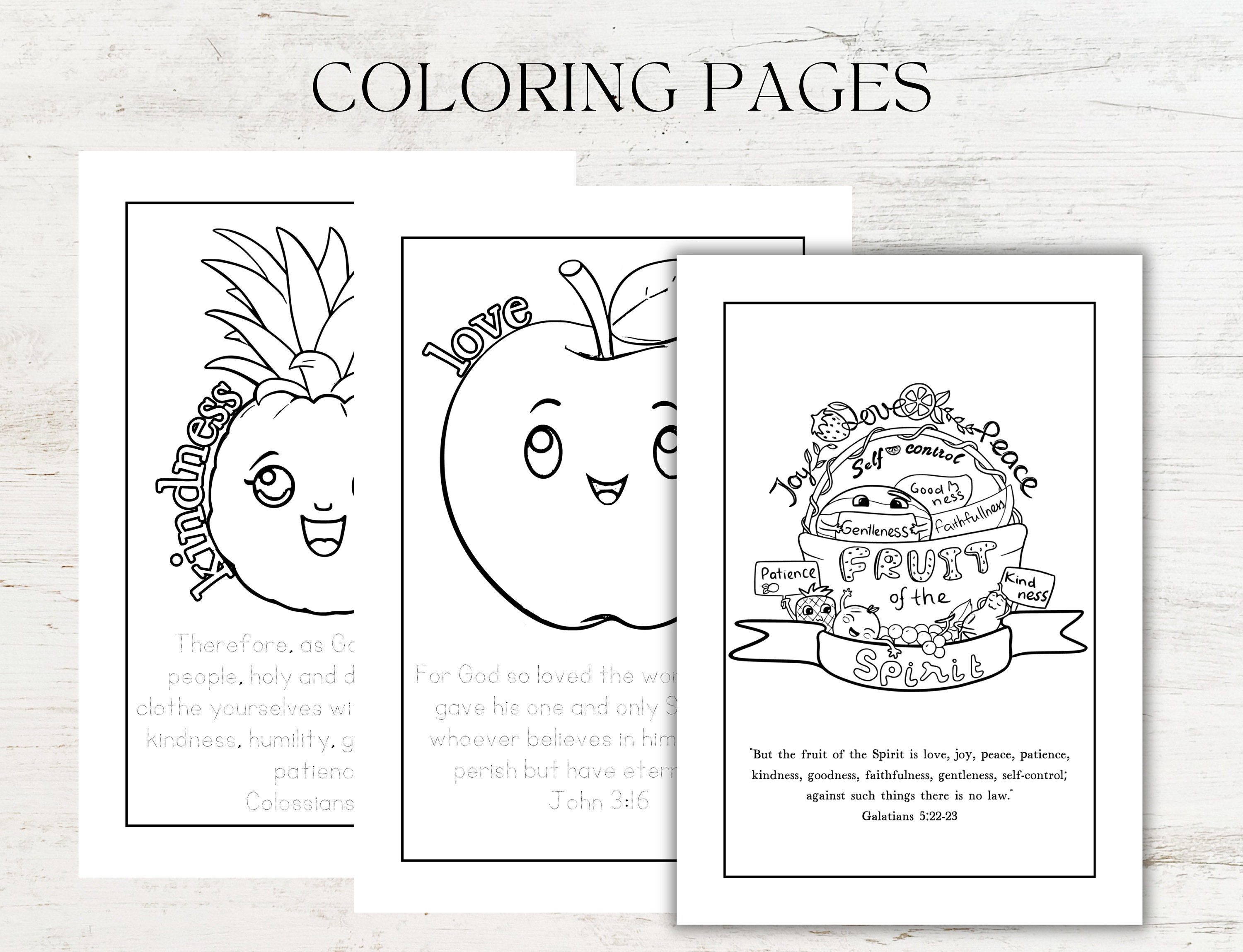 Fruit of the Spirit Activity Pages for Kids, Printable Kids Bible Verse ...
