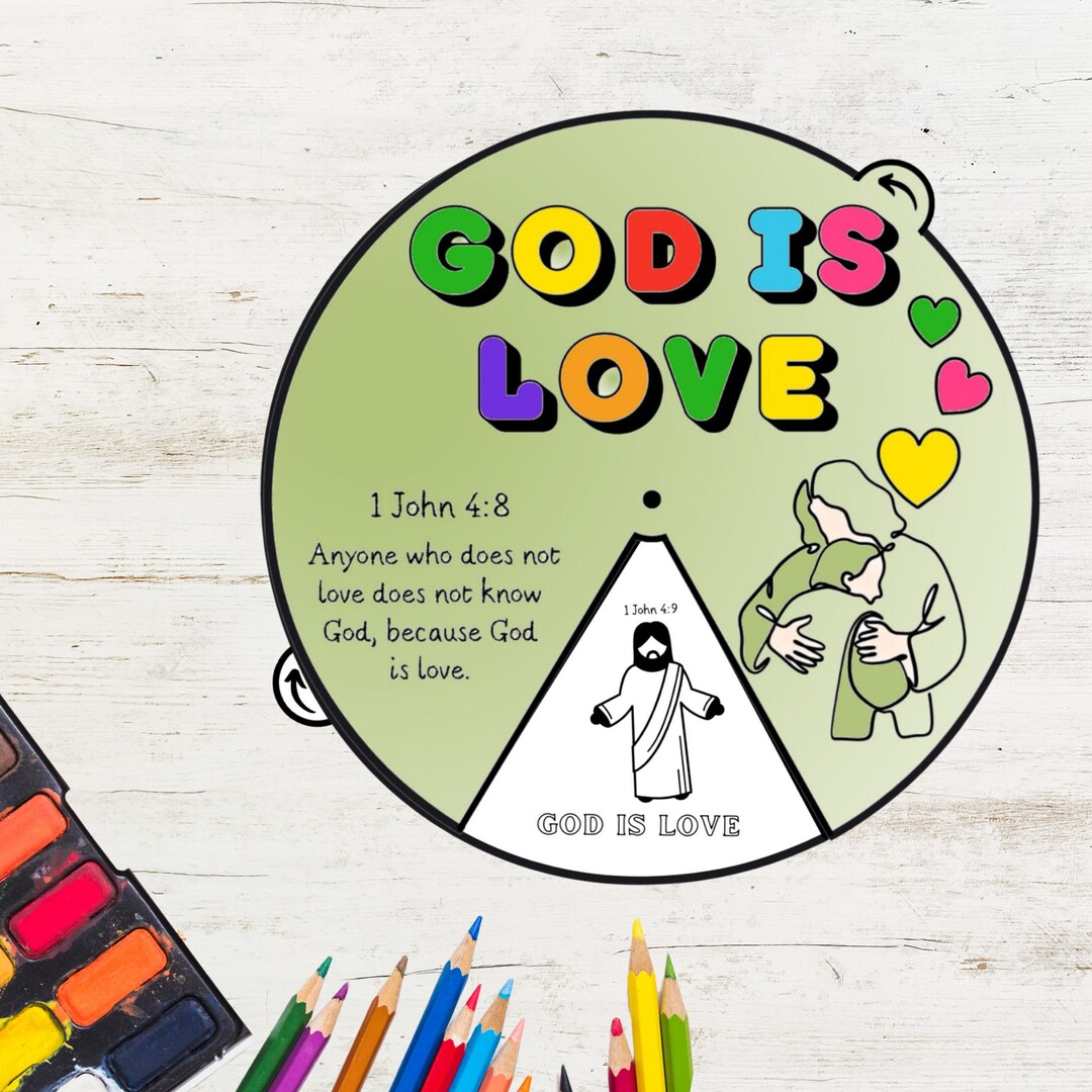 Gods Love Coloring Wheel Printable Bible Valentine Coloring Wheel ...