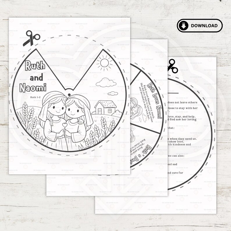 Ruth and Naomi Coloring Wheel | Bible Story Activity for Kids ...