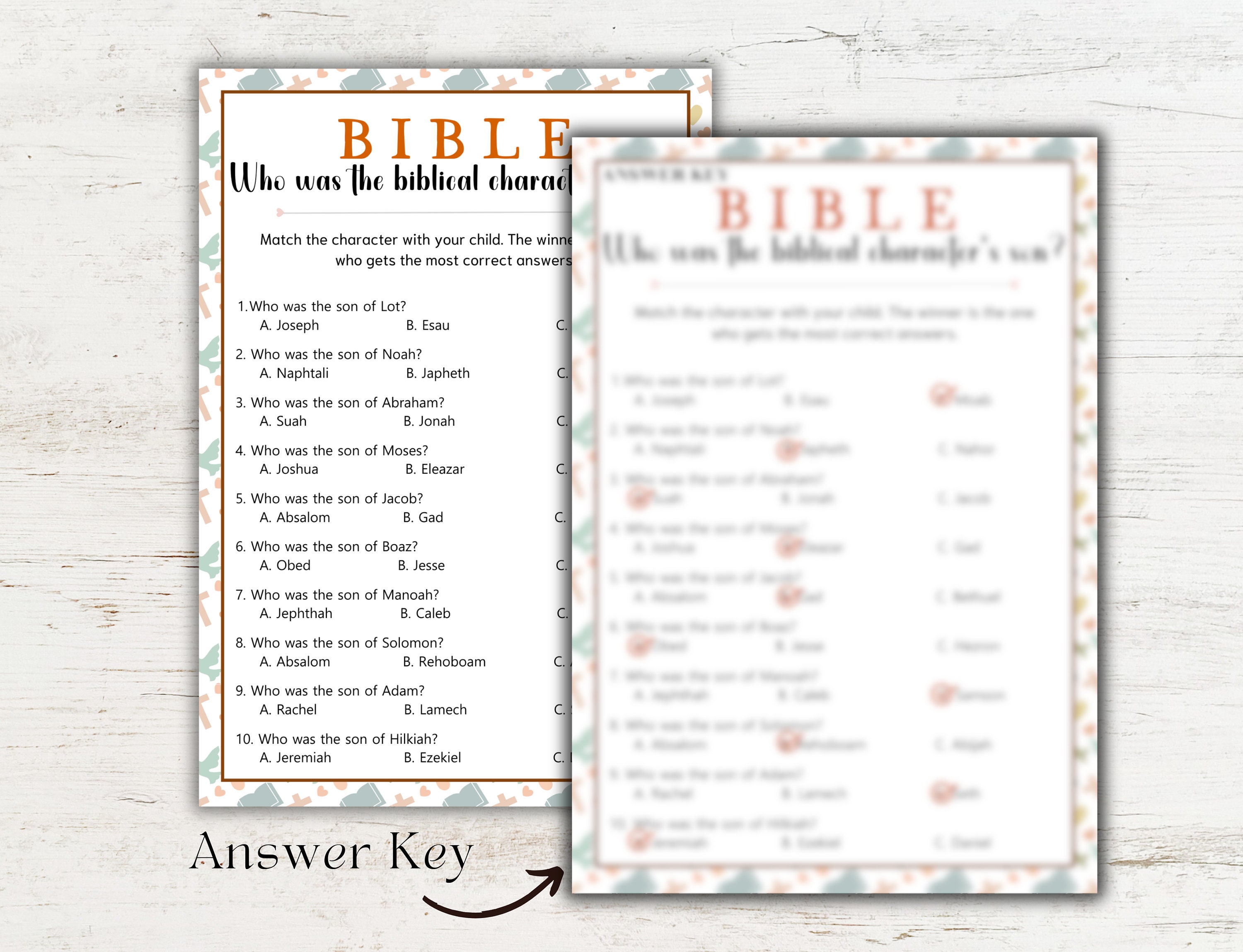 Bible Games, Who Was the Biblical Character's Son Game, Bible Games for ...