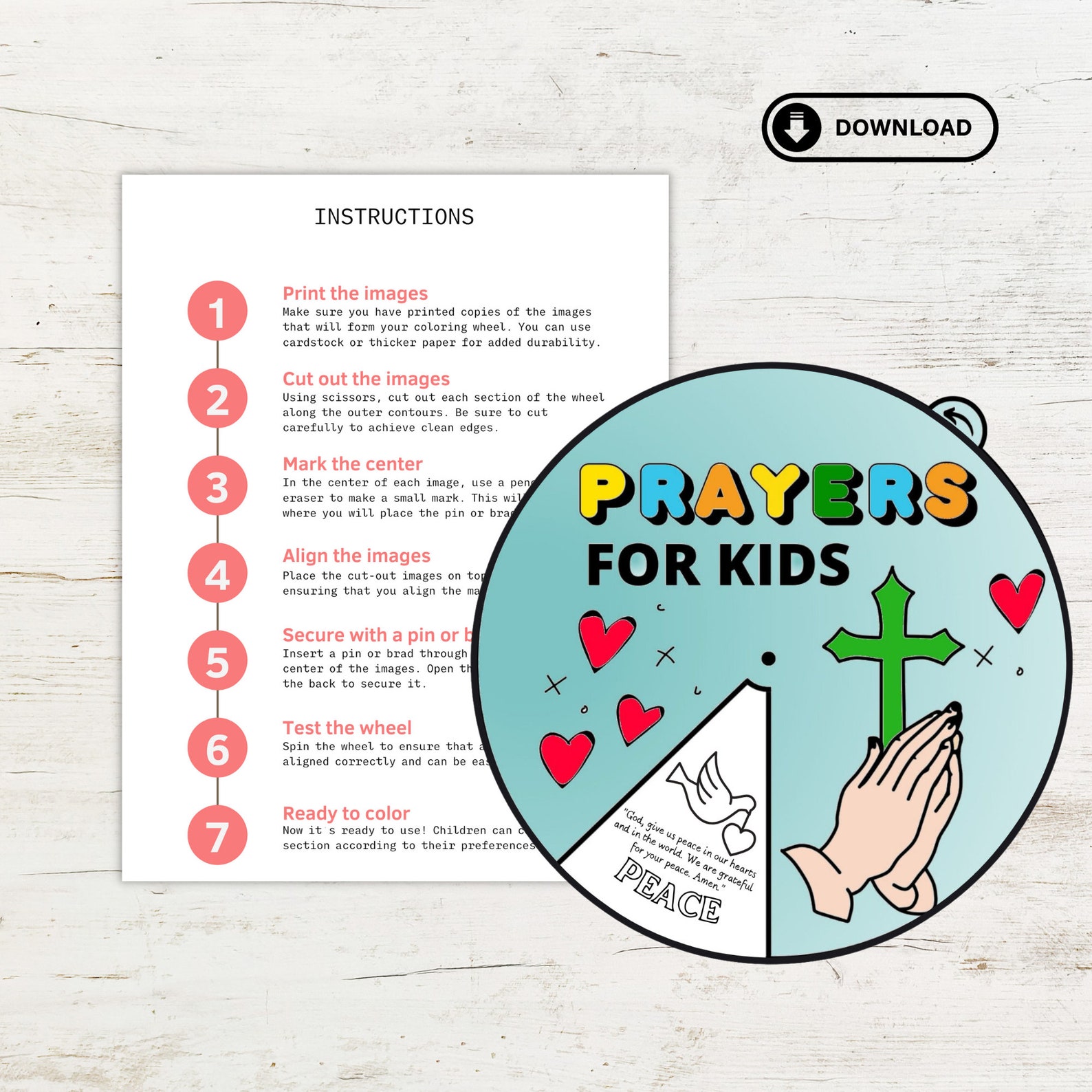 Prayers for Kids Coloring Wheel | Bible Activity | Sunday School ...