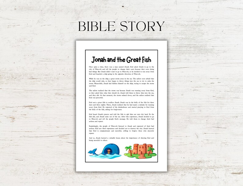Jonah and the Great Fish Activities Pages, Jonah Story for Kid, Sunday ...