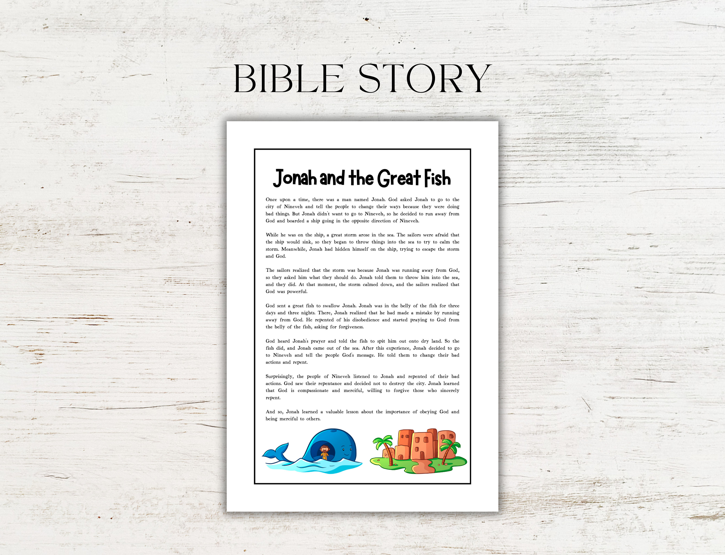 Jonah and the Great Fish Activities Pages, Jonah Story for Kid, Sunday ...