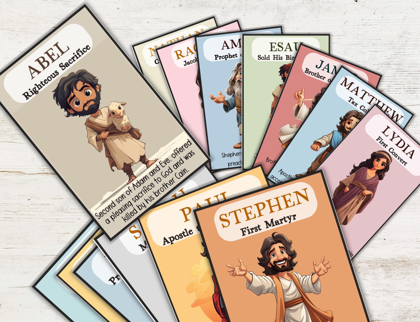 100 Bible Character Educational Cards, Activity for Kids, Christian ...