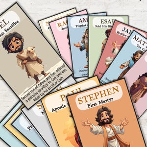 100 Bible Character Educational Cards, Activity for Kids, Christian ...