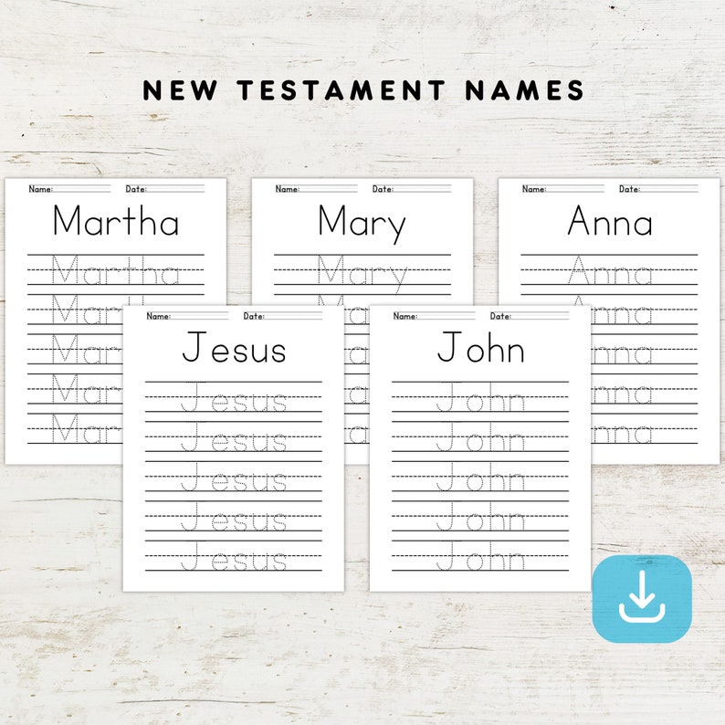 Names Tracing Sheet Handwriting Practice Biblical Names Tracing ...