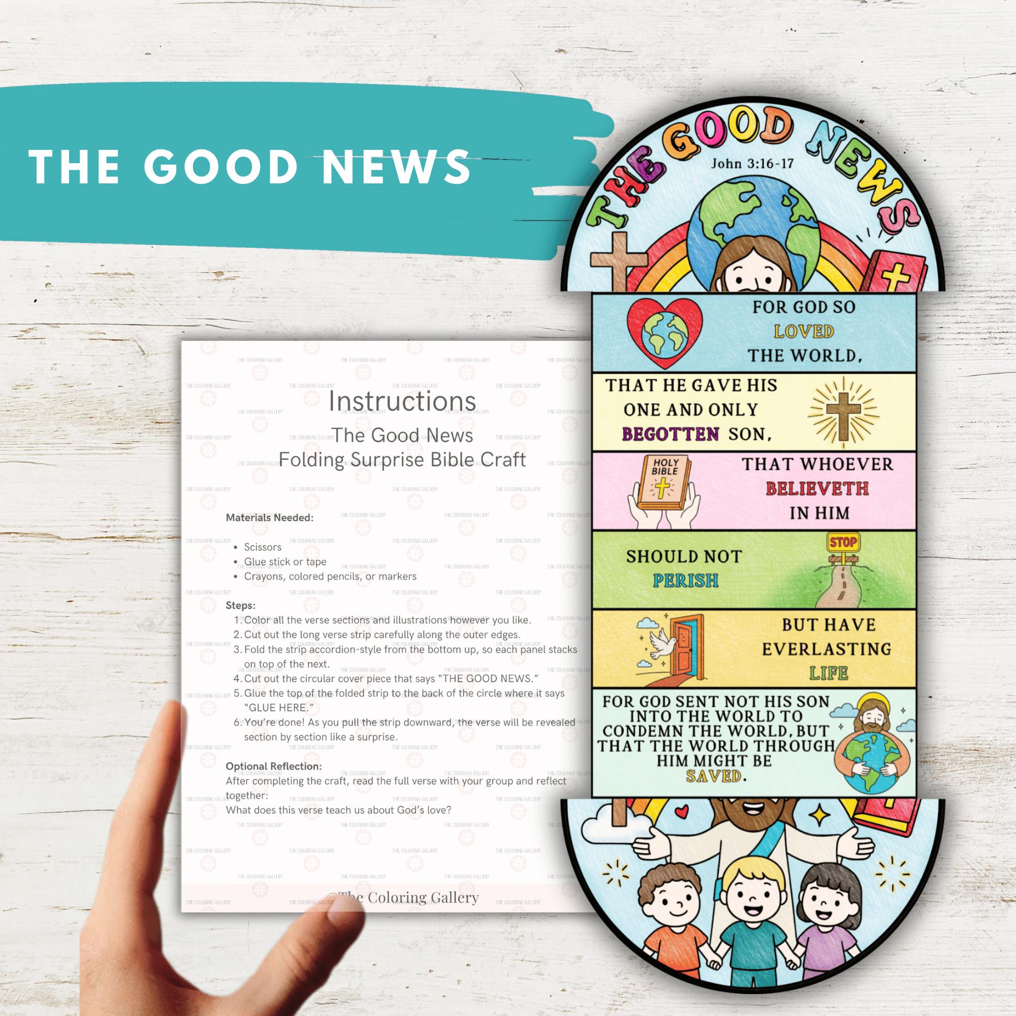 John 3:16 Bible Craft for Kids | the Good News Folding Surprise ...