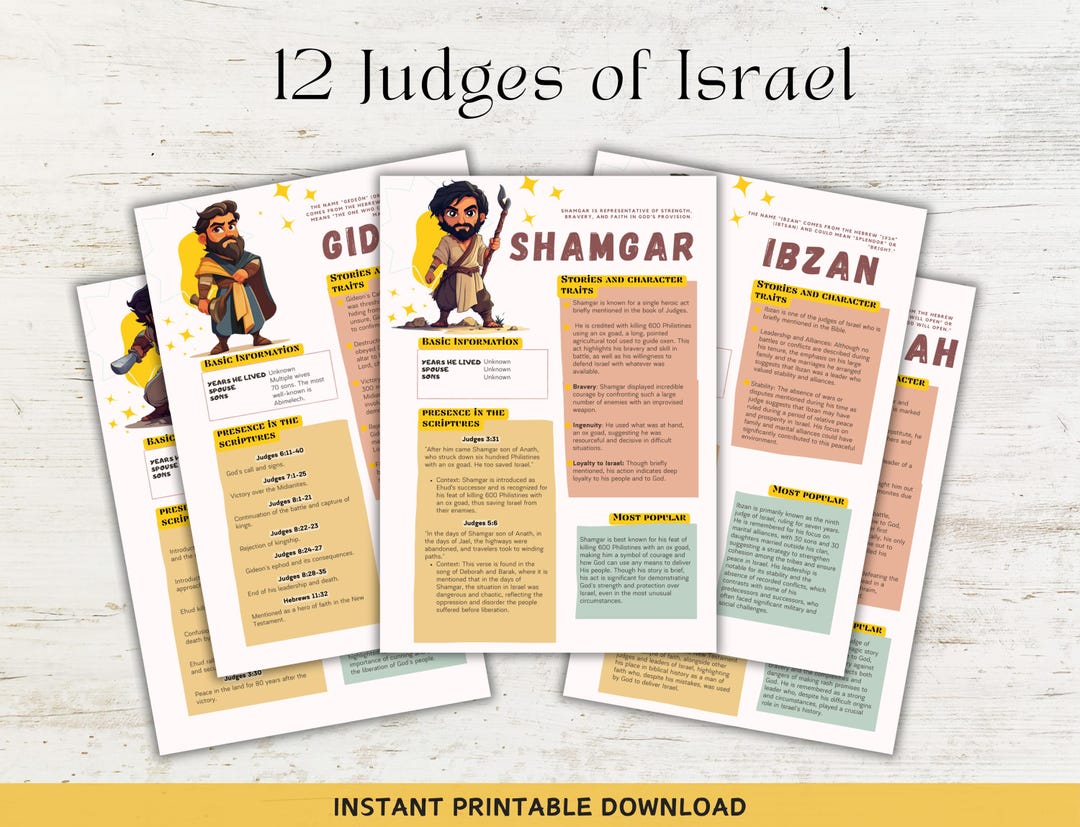 The 12 Judges of Israel, Bible Studies for Children, History of the 12 ...