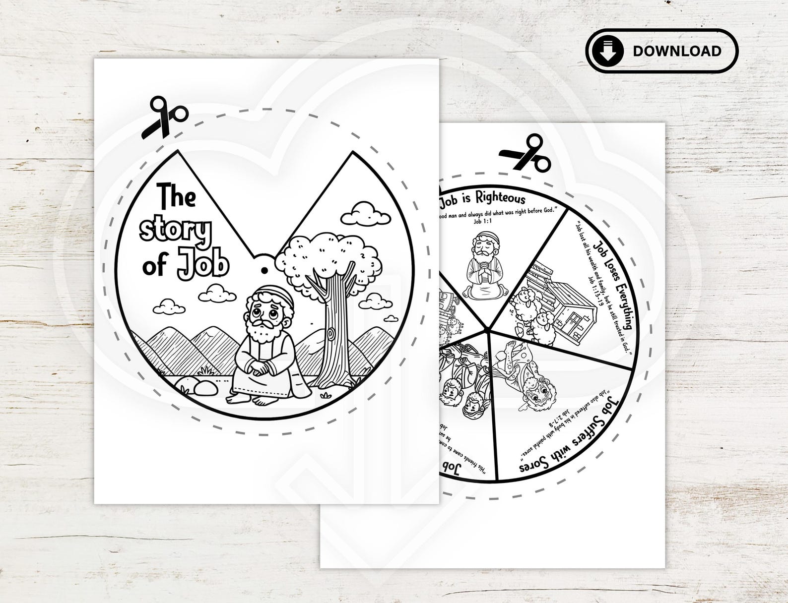 The Story of Job Coloring Wheel | Bible Story Activity for Kids ...