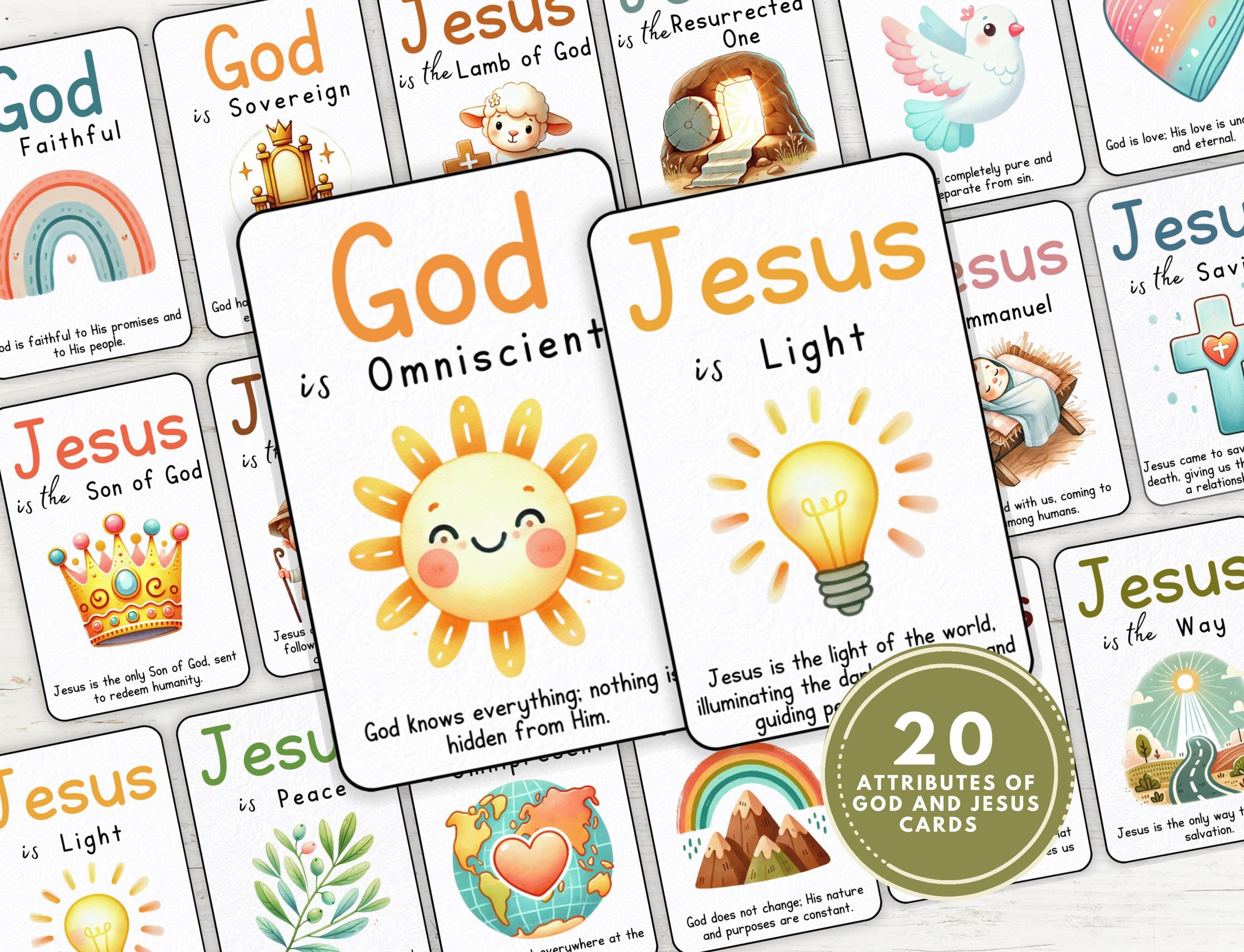 Attributes of God and Jesus Flashcards for Kids | Christian Education ...