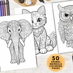 50 Animal Coloring Pages | Coloring Book | Wild Mandala Magic | Digital ...