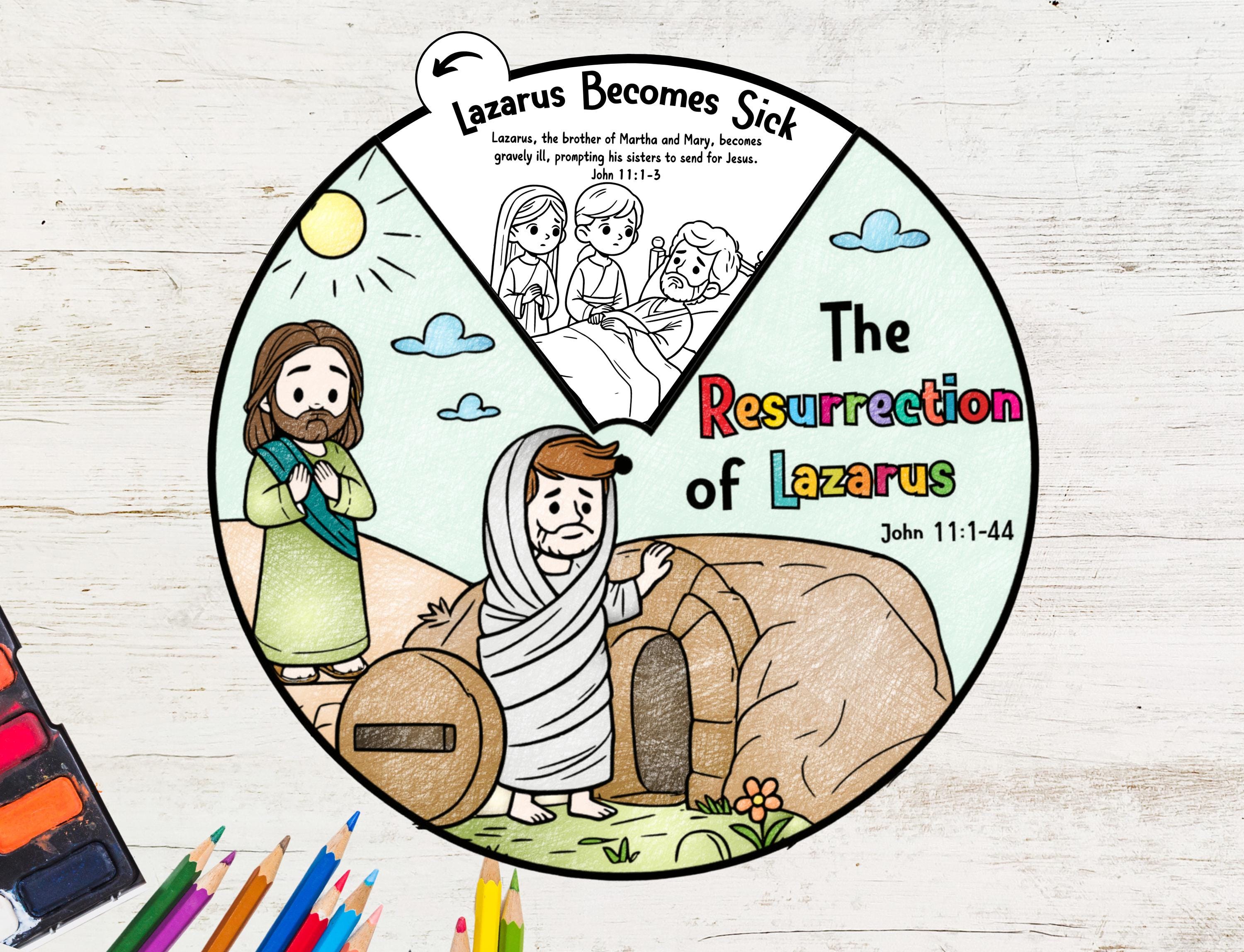La resurrección de Lázaro - Rueda para colorear / Actividad con la ...