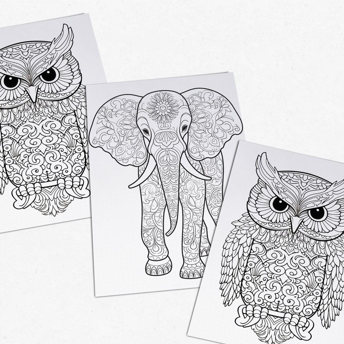 50 Animal Coloring Pages Coloring Book Wild Mandala Magic Digital ...