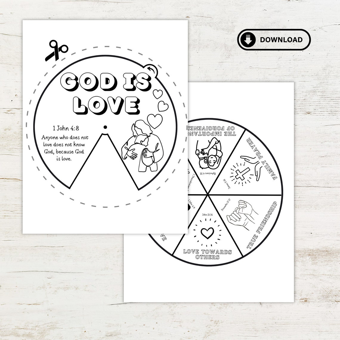 Gods Love Coloring Wheel Printable Bible Valentine Coloring Wheel ...