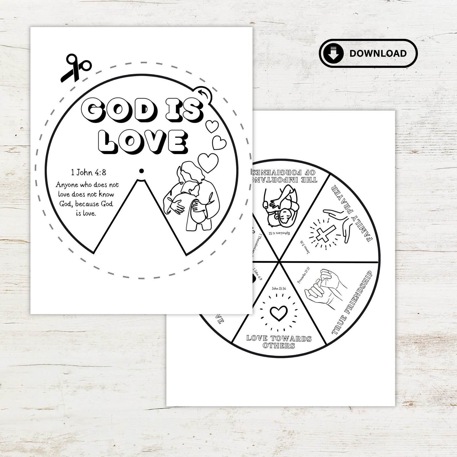 Gods Love Coloring Wheel Printable Bible Valentine Coloring Wheel ...