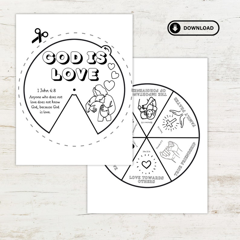 Gods Love Coloring Wheel Printable Bible Valentine Coloring Wheel ...