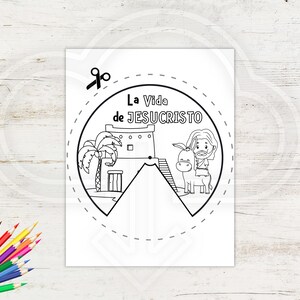 The Life of Jesus Christ Coloring Wheel IN SPANISH | Bible Story Wheel ...