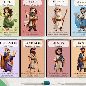 100 Bible Character Educational Cards, Activity for Kids, Christian ...