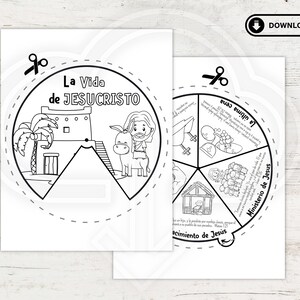 The Life of Jesus Christ Coloring Wheel IN SPANISH | Bible Story Wheel ...
