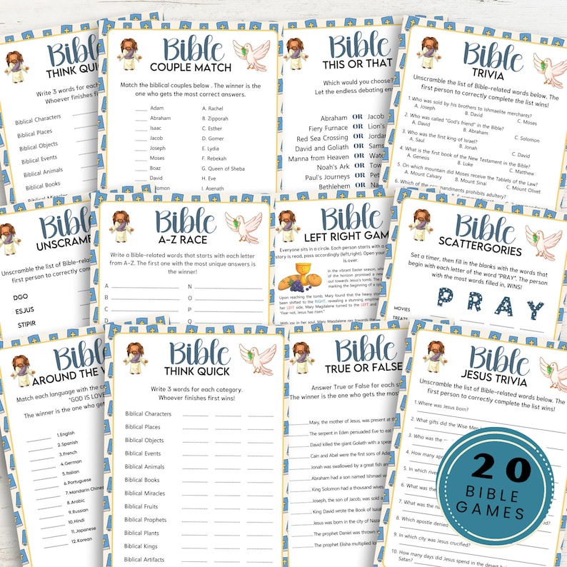 Bible Games Bundle Bible Study Games Bible Games for Adults Kids Bible ...