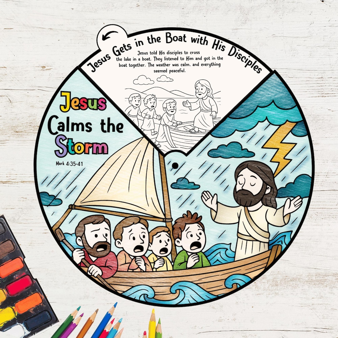 Jesus Calms the Storm - Coloring Wheel | Bible Activity for Kids ...