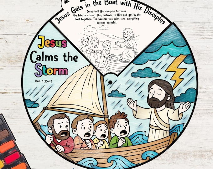 Jesus Calm the Storm Bible Story Teaching Poster Jesus Miracle Bible ...